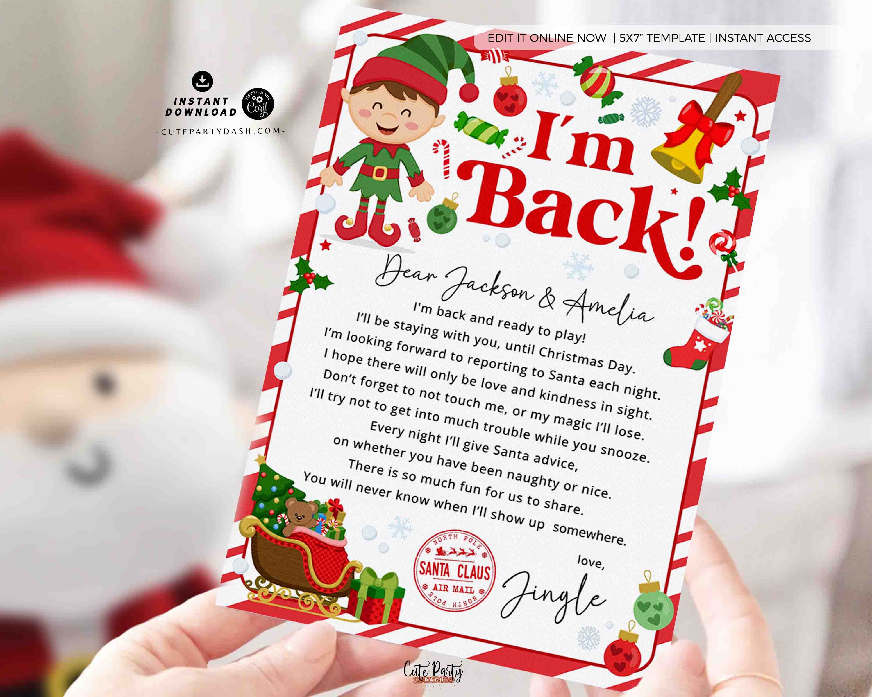 Welcome Back Letter From Elf Free Printable Elf On The Shelf Arrival