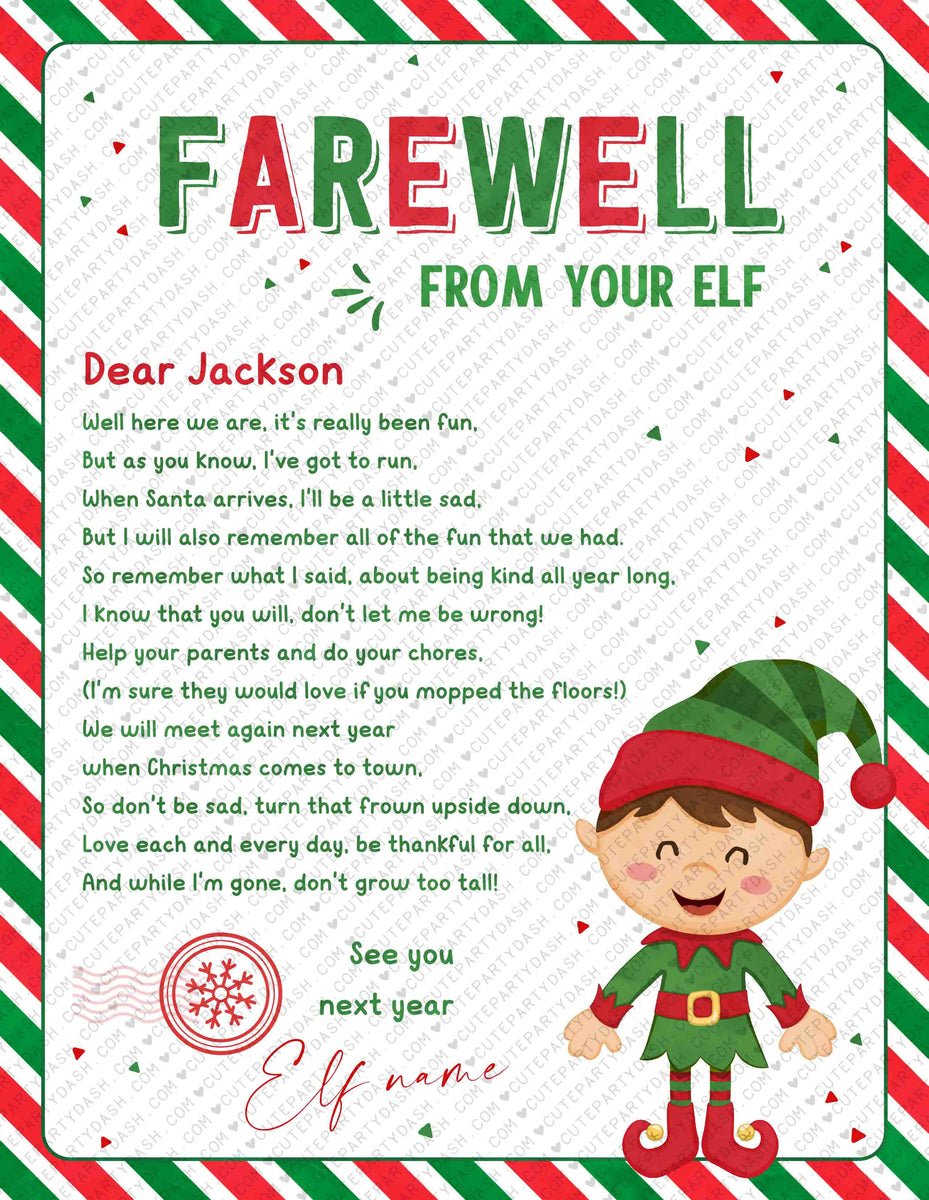 Elf I'm Back letter from elf Bundle INSTANT DOWNLOAD – Cute Party Dash