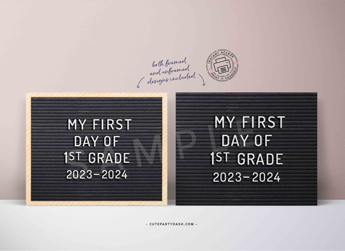 Felt Letter Board First Day of School Sign Printable Template – Cute ...
