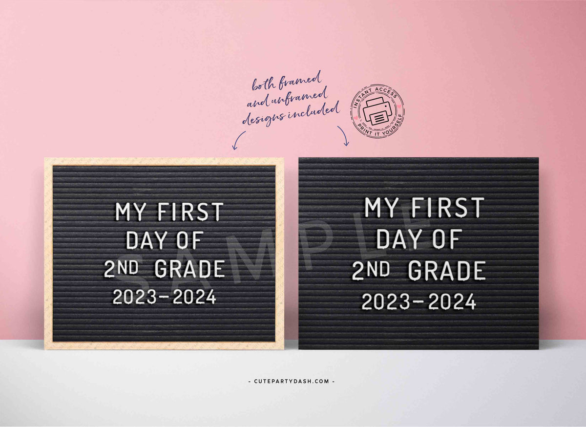Felt Letter Board First Day of School Sign Printable Template – Cute ...