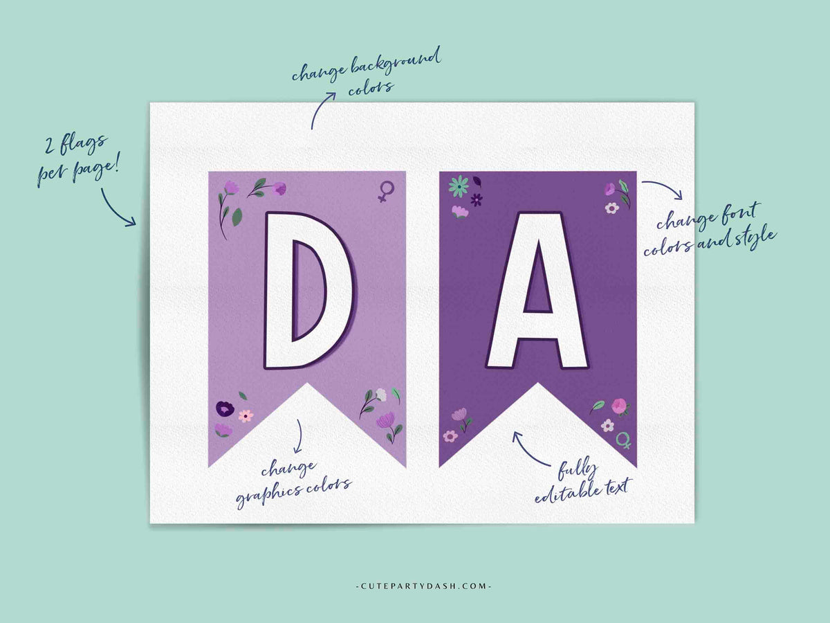 Happy Women's Day Banner Printable INSTANT DOWNLOAD – Cute Party Dash