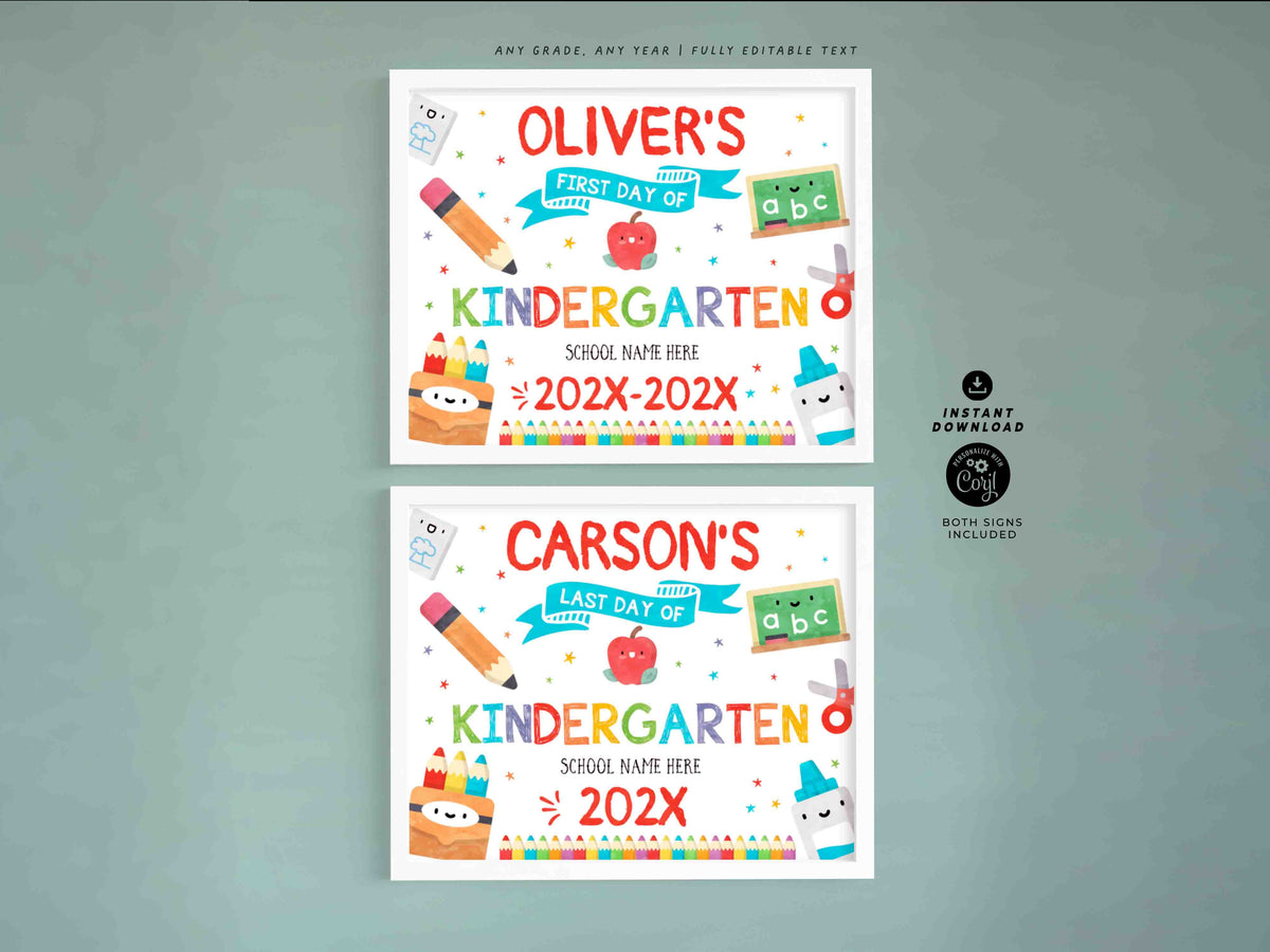 Editable Back to School Sign Bundle Printable INSTANT DOWNLOAD – Cute ...