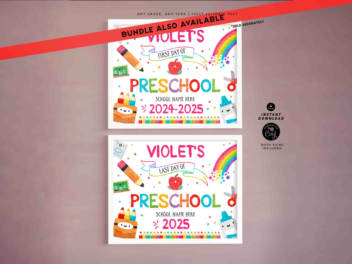 Editable Back to School Sign Bundle Printable INSTANT DOWNLOAD – Cute ...