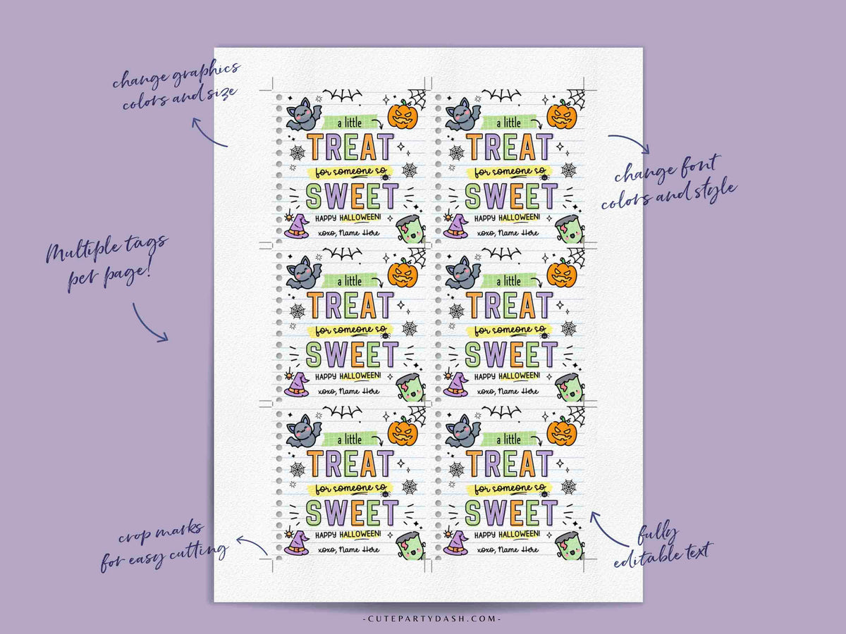EDITABLE Halloween A Little Treat for Someone Sweet Gift Tag – Cute ...