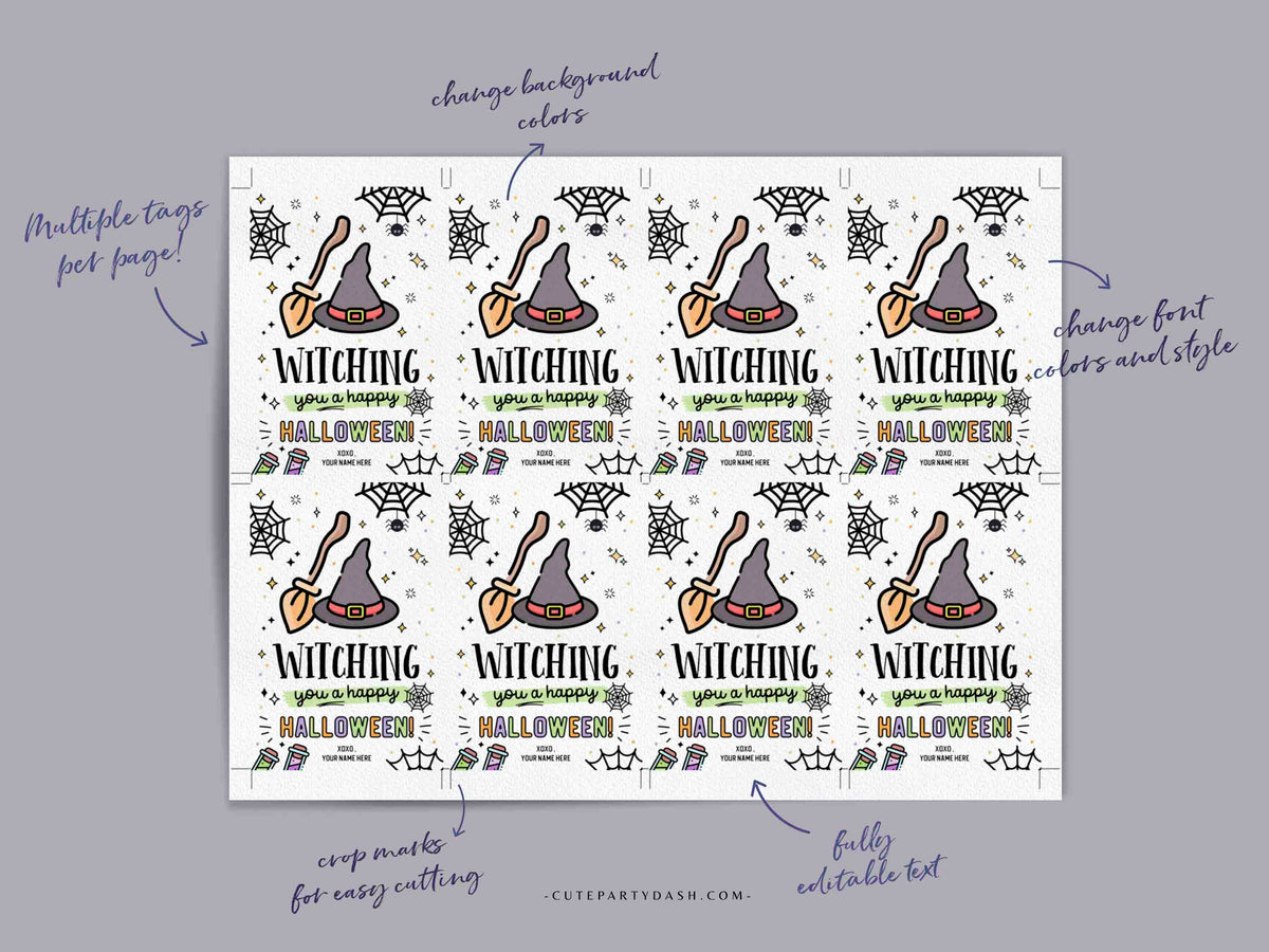 EDITABLE Happy Halloween Printable Treat Tag – Cute Party Dash