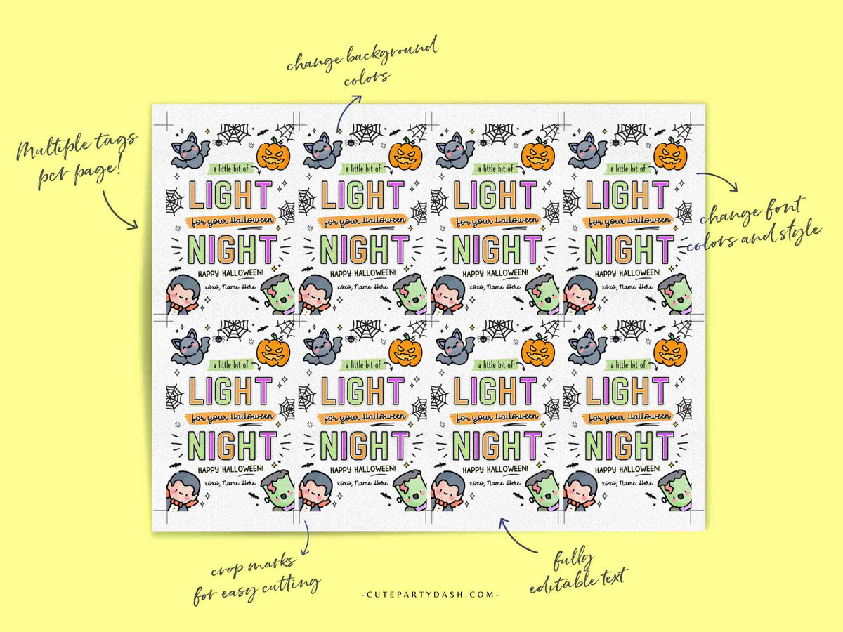 EDITABLE Happy Halloween Printable Treat Tag – Cute Party Dash