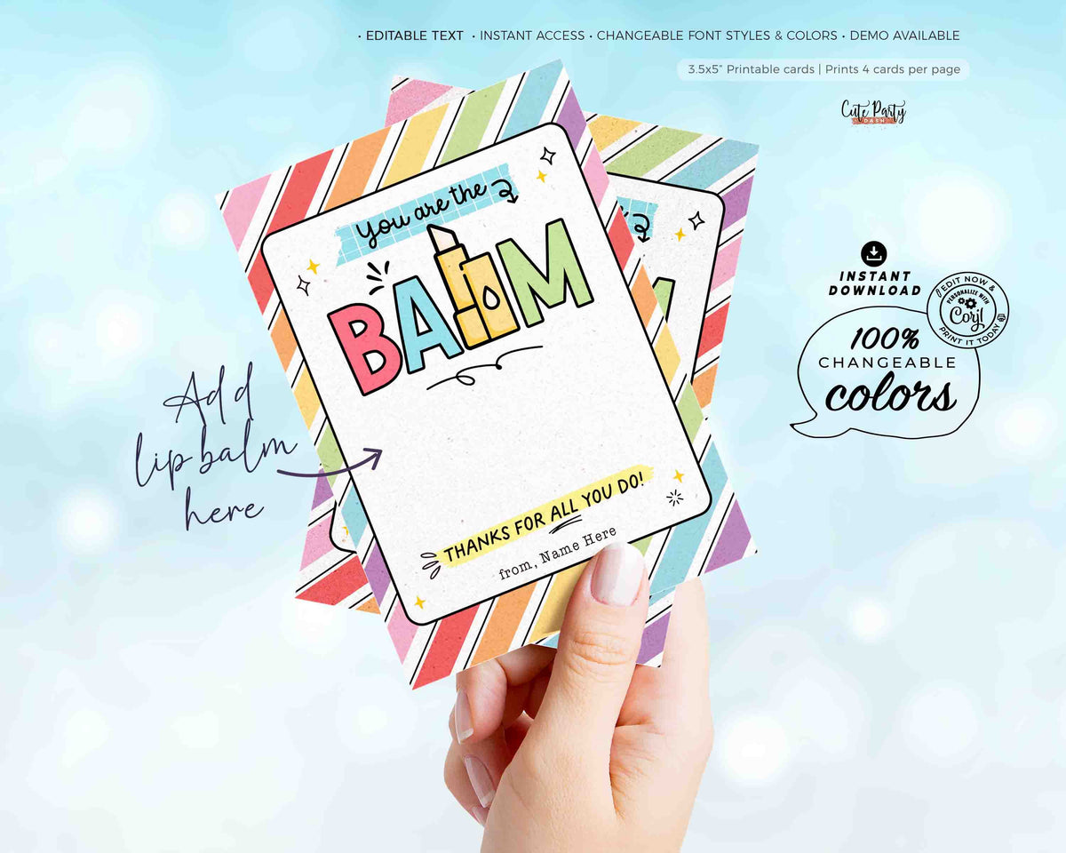 You're The Balm Gift Tag Printable INSTANT DOWNLOAD – Cute Party Dash