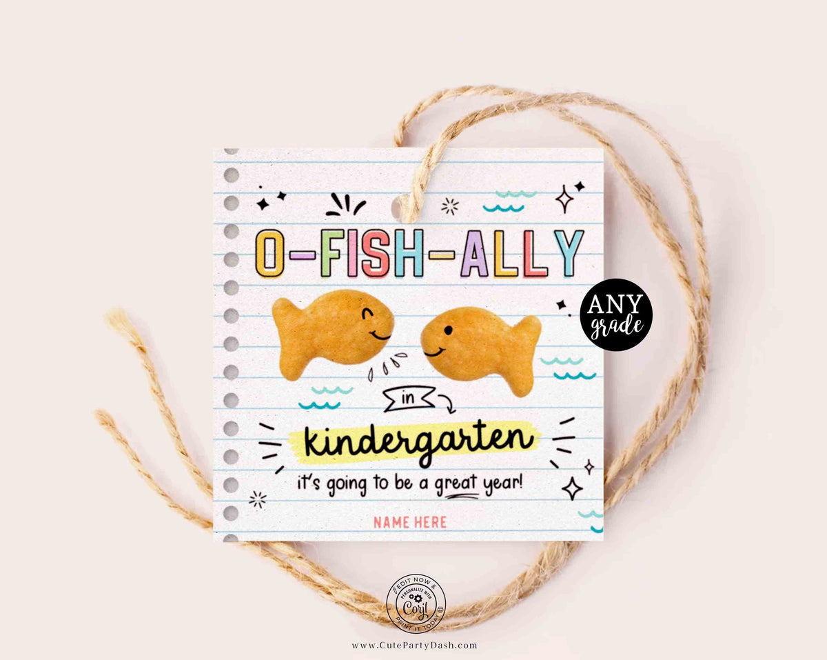O-Fish-Ally in Kindergarten Back to School Goldfish Crackers Tag – Cute ...