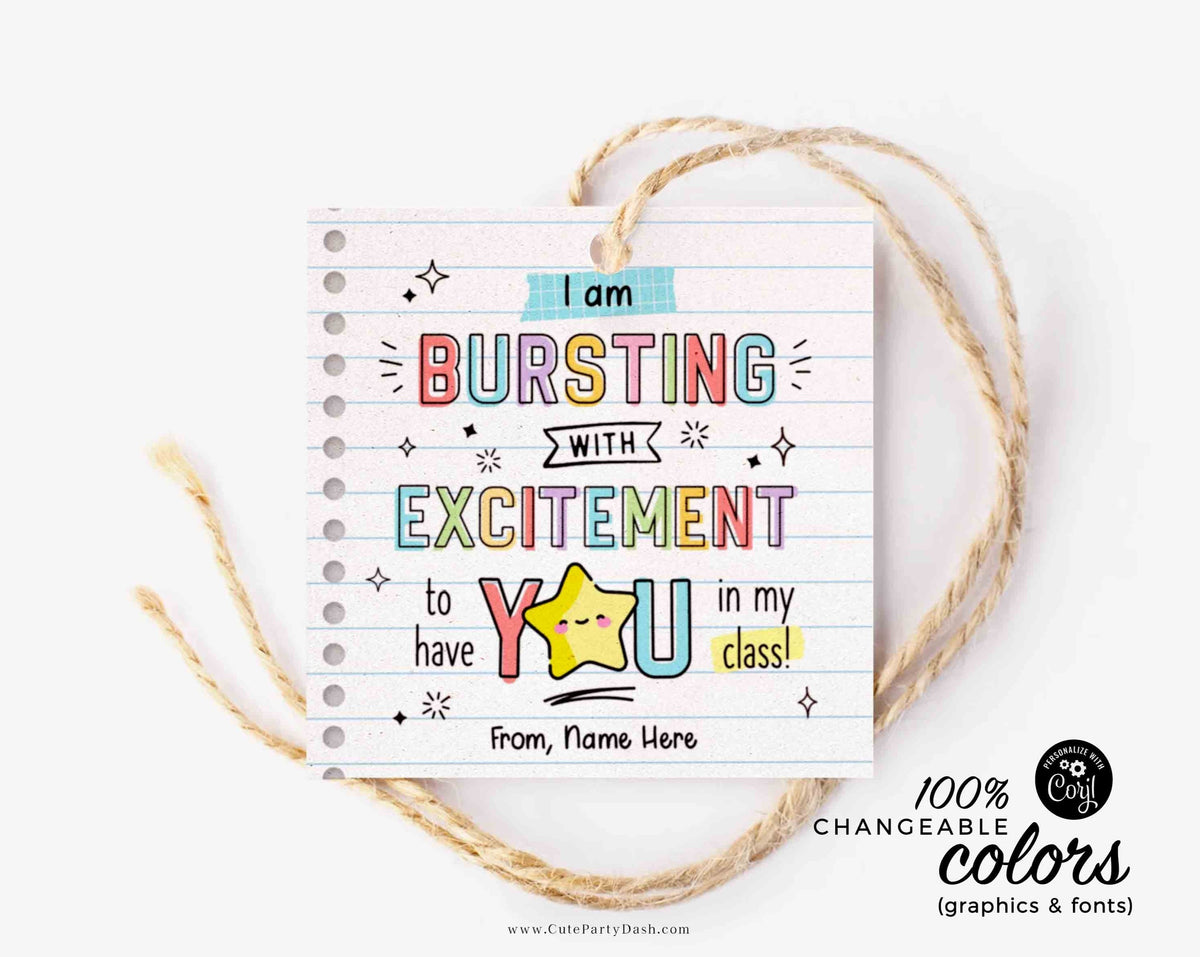 Bursting With Excitement Back to School Candy Tag – Cute Party Dash