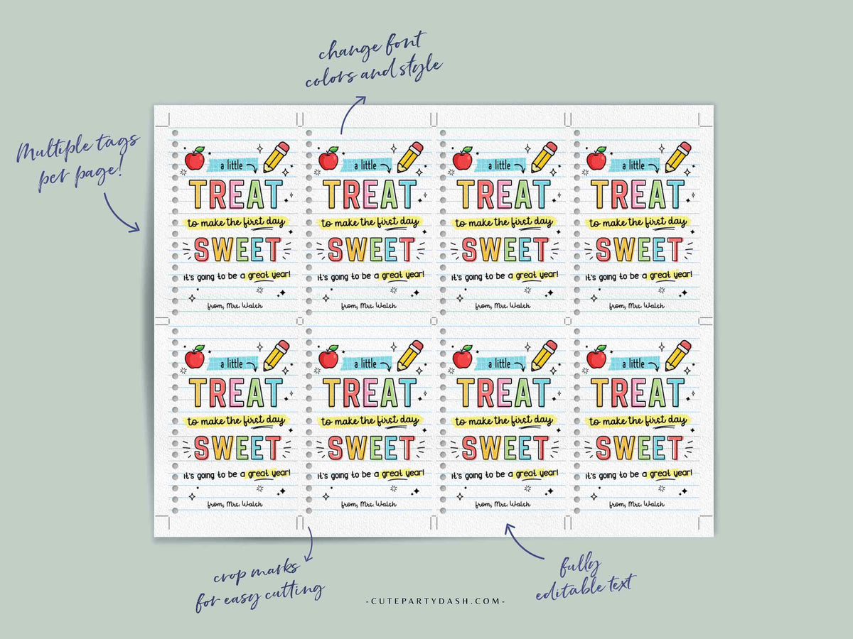 A Little treat to make the first day sweet First day of school tag ...
