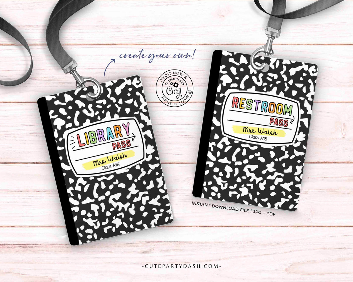 Printable Classroom Hall Passes for teachers Download – Cute Party Dash