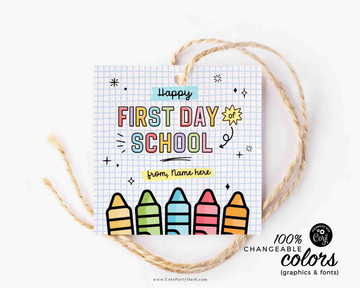 Welcome Back to School Teacher Gift Tags template – Cute Party Dash