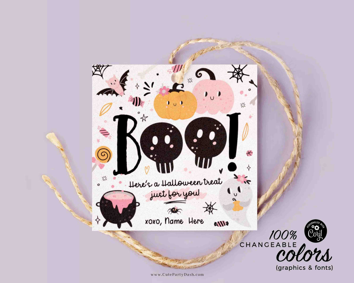 Halloween Boo a Treat for you Gift Tag INSTANT DOWNLOAD – Cute Party Dash