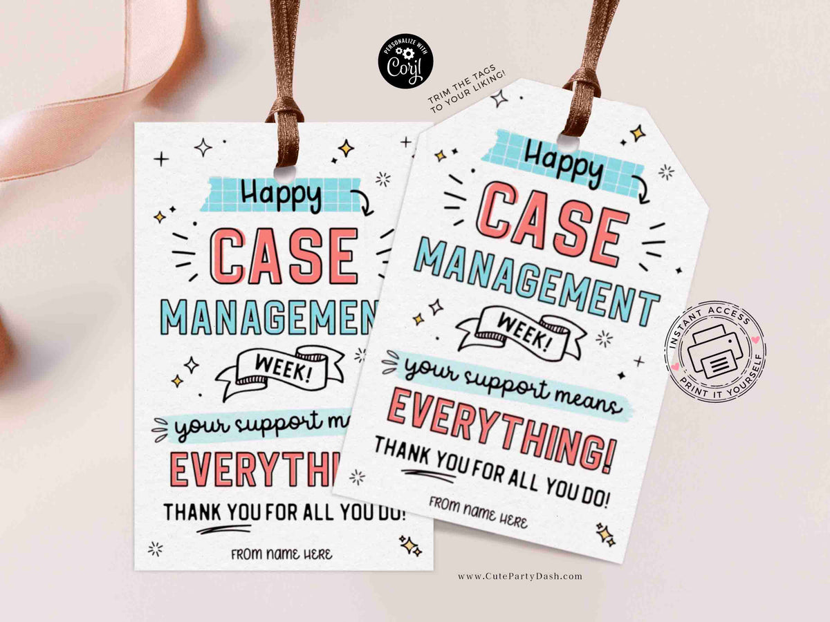 Case Management Week Printable Gift Tag – Cute Party Dash