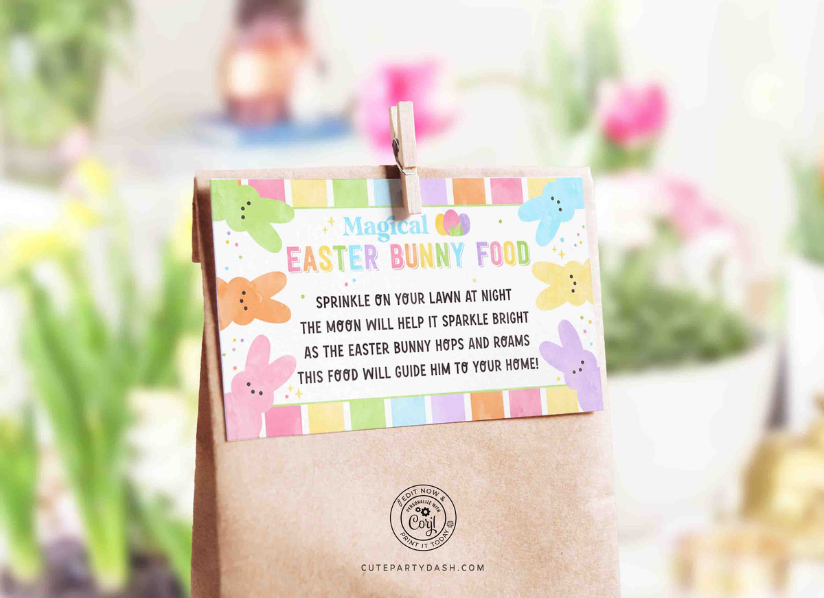 Magical Easter Bunny Food Tag Printable INSTANT DOWNLOAD – Cute Party Dash