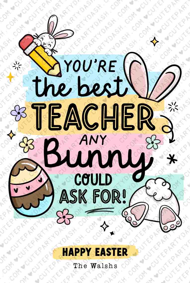 Teacher Appreciation Bunny Easter Gift Tag Printable INSTANT DOWNLOAD ...