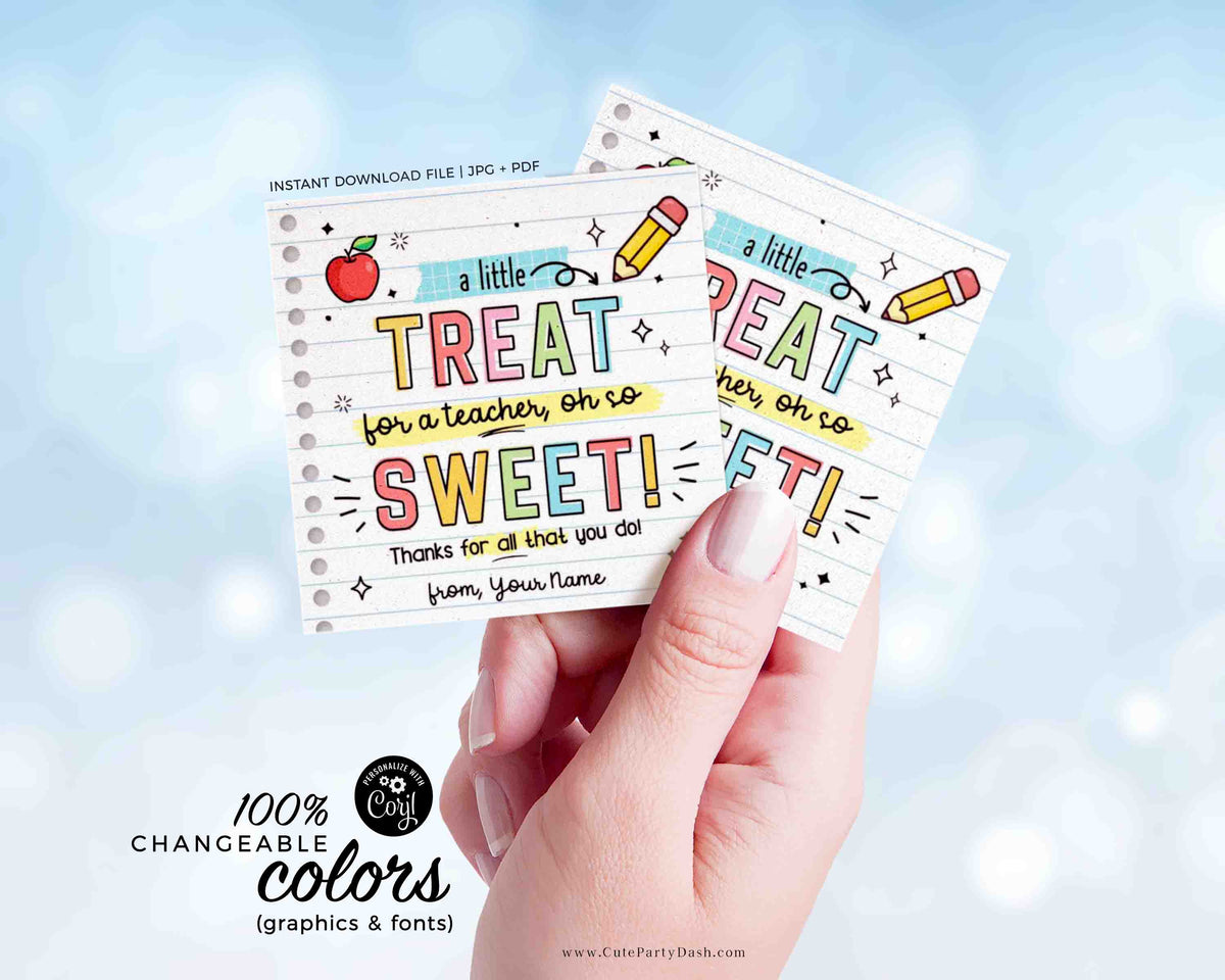 Little Treat Teacher Appreciation Week Tag Sticker Printable INSTANT ...