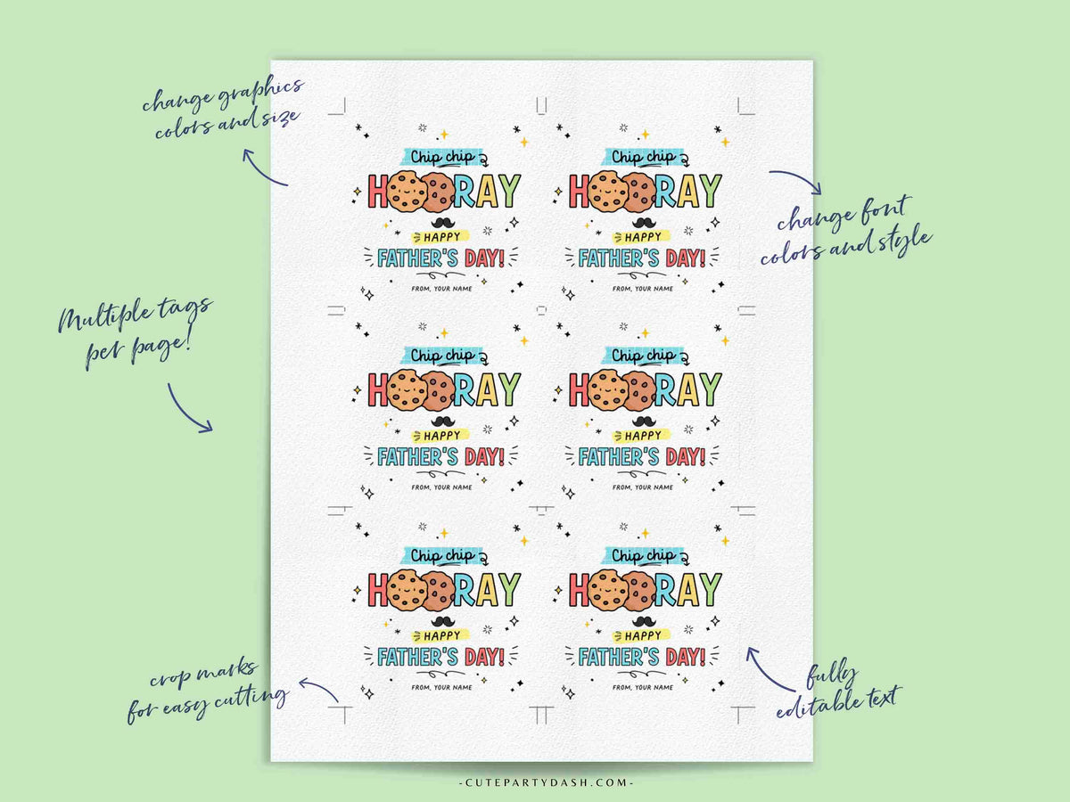 Chip Chip Hooray Happy Father's day gift tag Printable INSTANT DOWNLOAD ...
