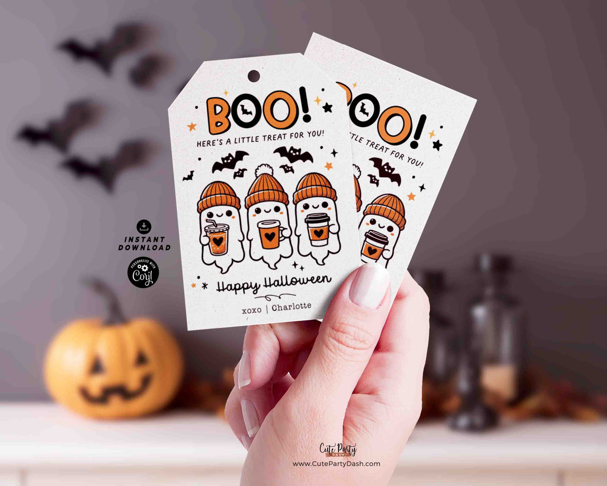 Happy Halloween Gift tag Printable INSTANT DOWNLOAD – Cute Party Dash