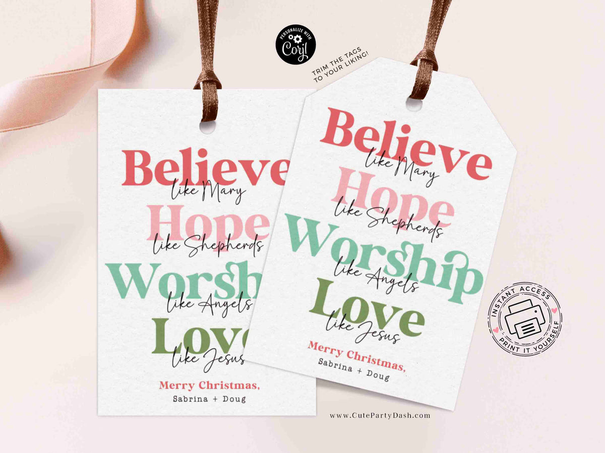Religious Christmas Gift Tag Printable INSTANT DOWNLOAD – Cute Party Dash