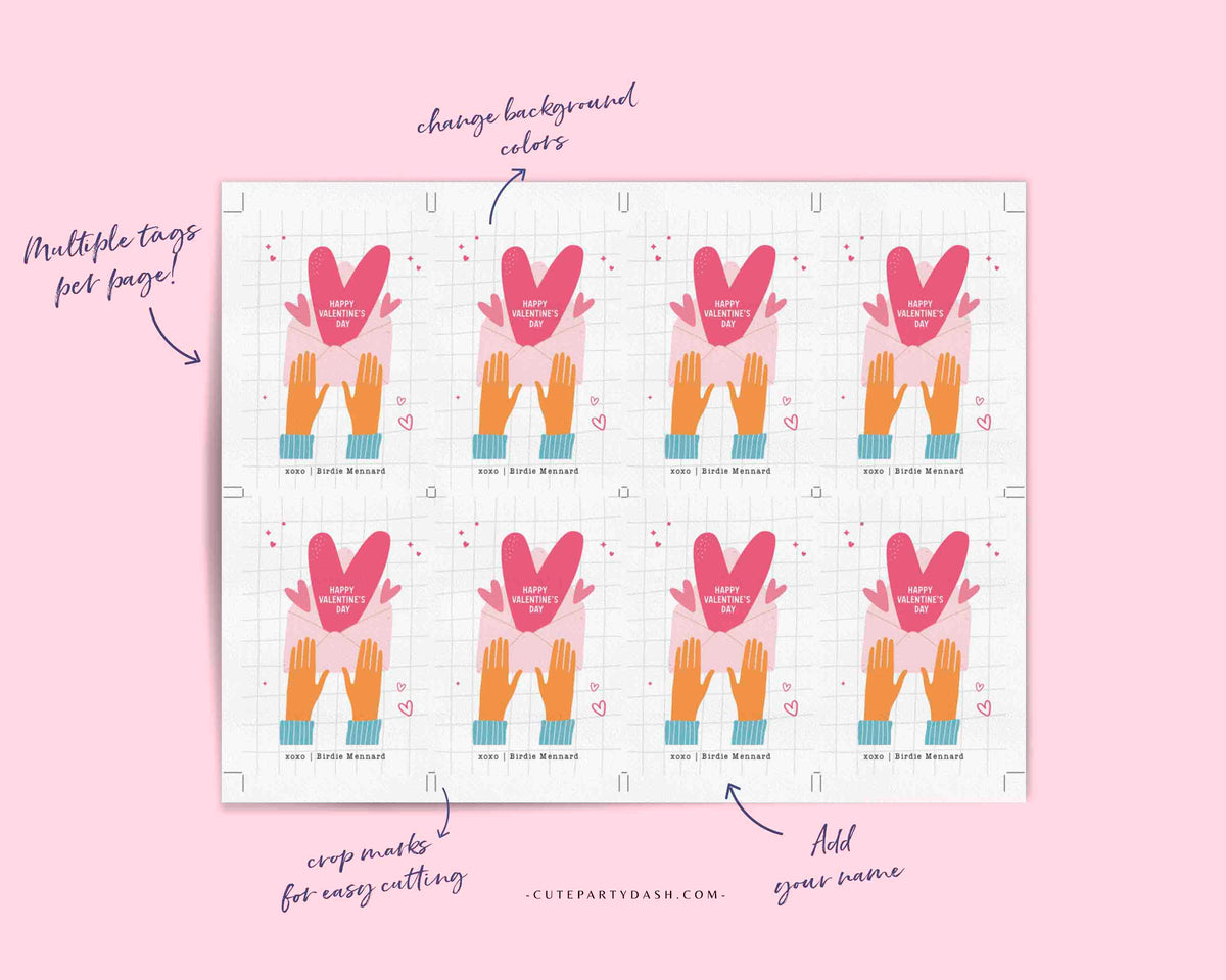 Happy Valentine's Day Classroom Valentine Kids Tag – Cute Party Dash