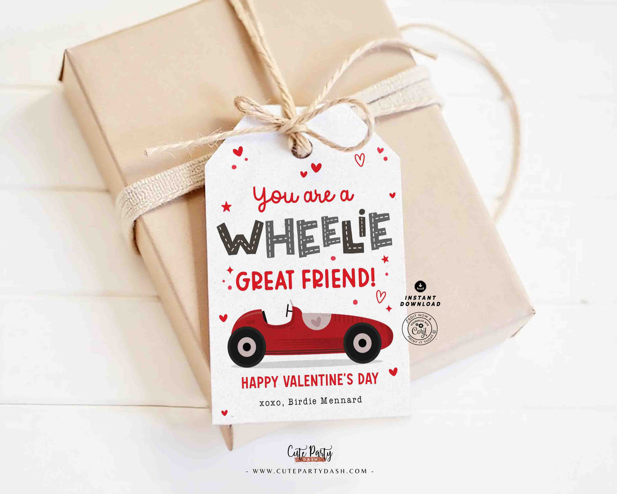 Wheelie Great Friend Valentine's Day Gift Tag Printable INSTANT ...