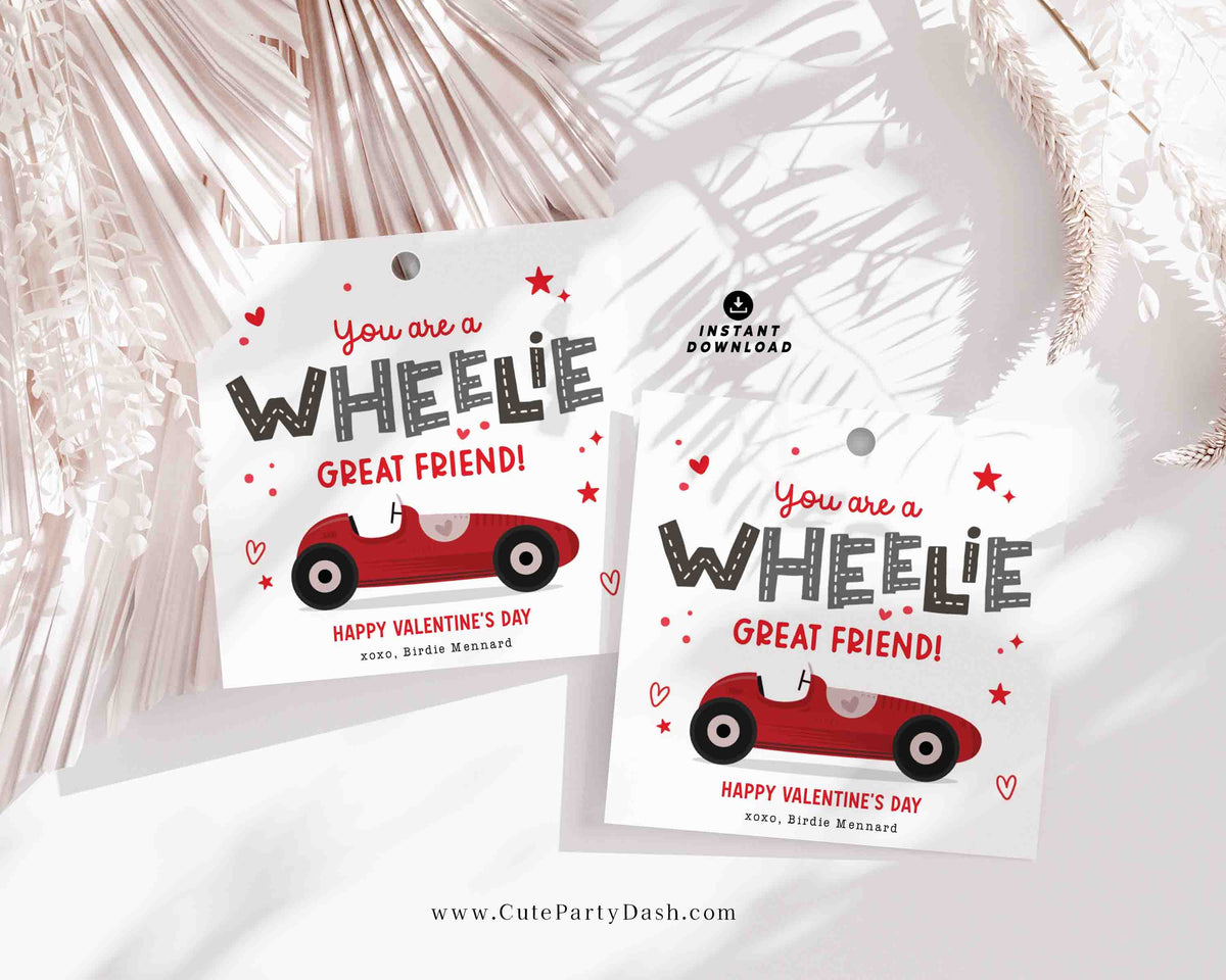 Wheelie Great Friend Valentine's Day Gift Tag Printable INSTANT ...