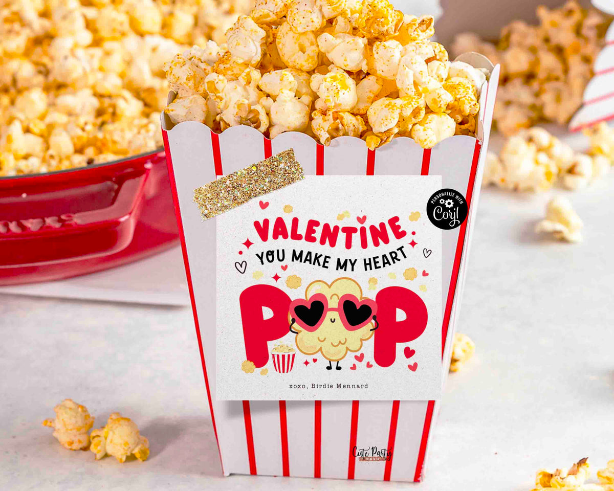 You make my heart Pop Valentine's day Gift Tag Printable INSTANT ...