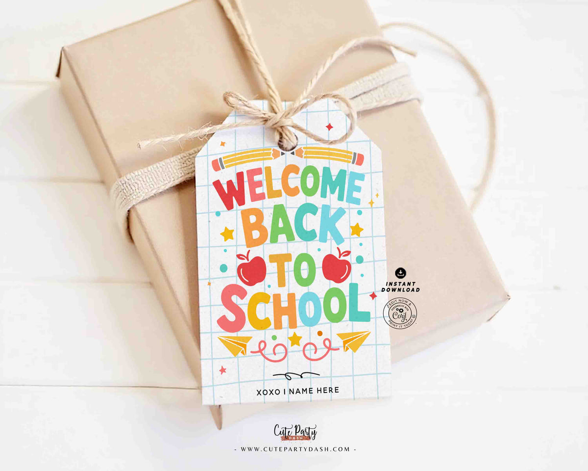 Welcome Back To School Gift Tag Printable INSTANT DOWNLOAD – Cute Party ...