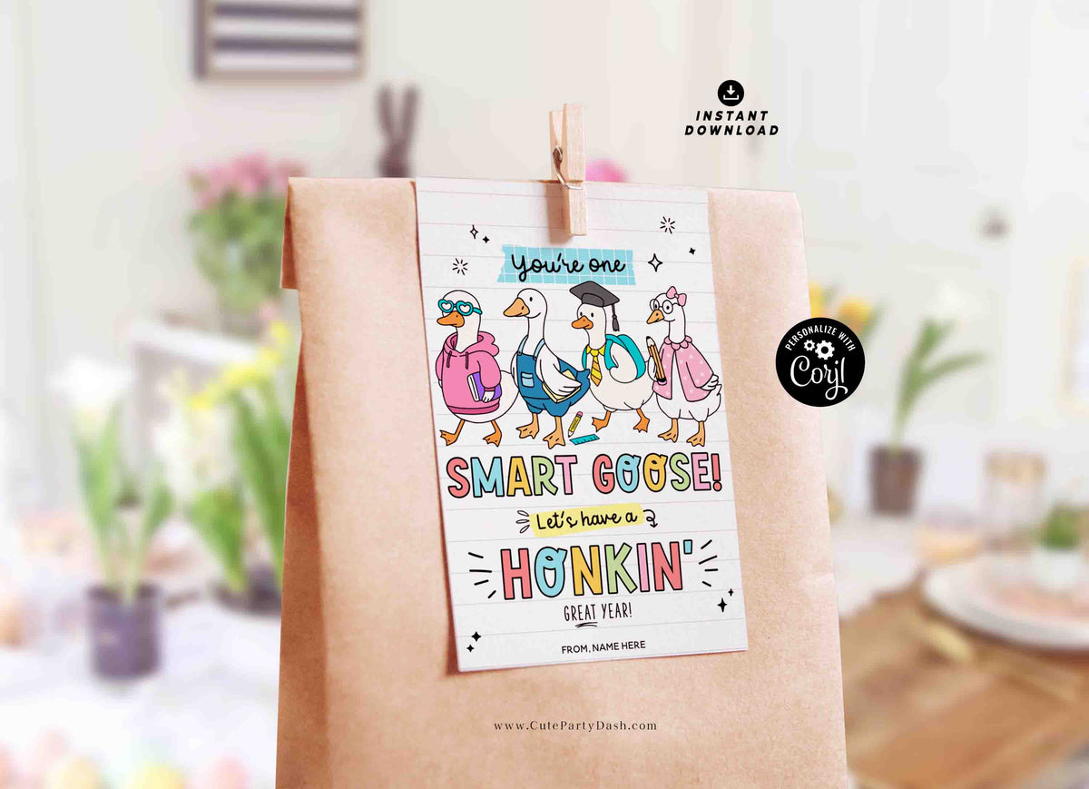Silly Goose Back To School Gift Tag Printable INSTANT DOWNLOAD – Cute ...