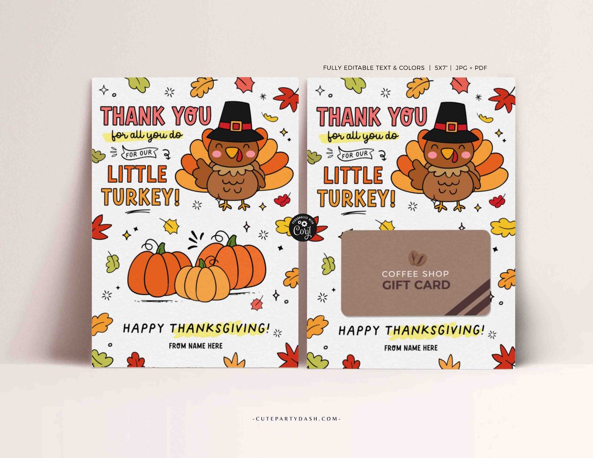 Teacher Thanksgiving Gift Card Holder template INSTANT Download – Cute ...