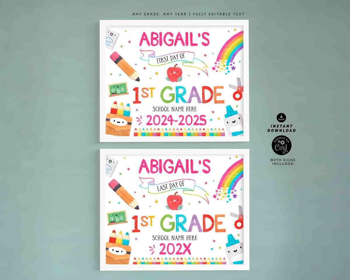 Editable Back to School Sign Bundle Printable INSTANT DOWNLOAD – Cute ...