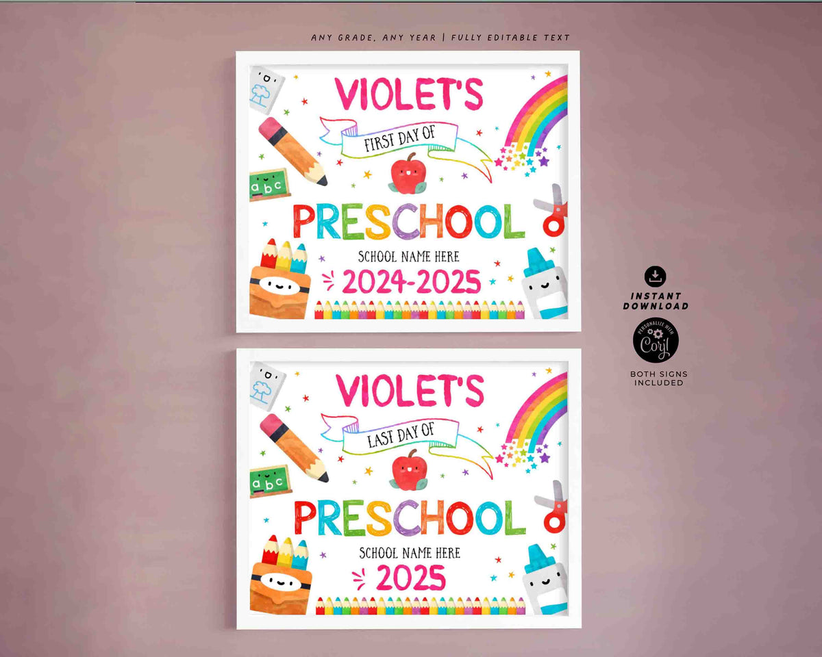 Editable Back to School Sign Bundle Printable INSTANT DOWNLOAD – Cute ...