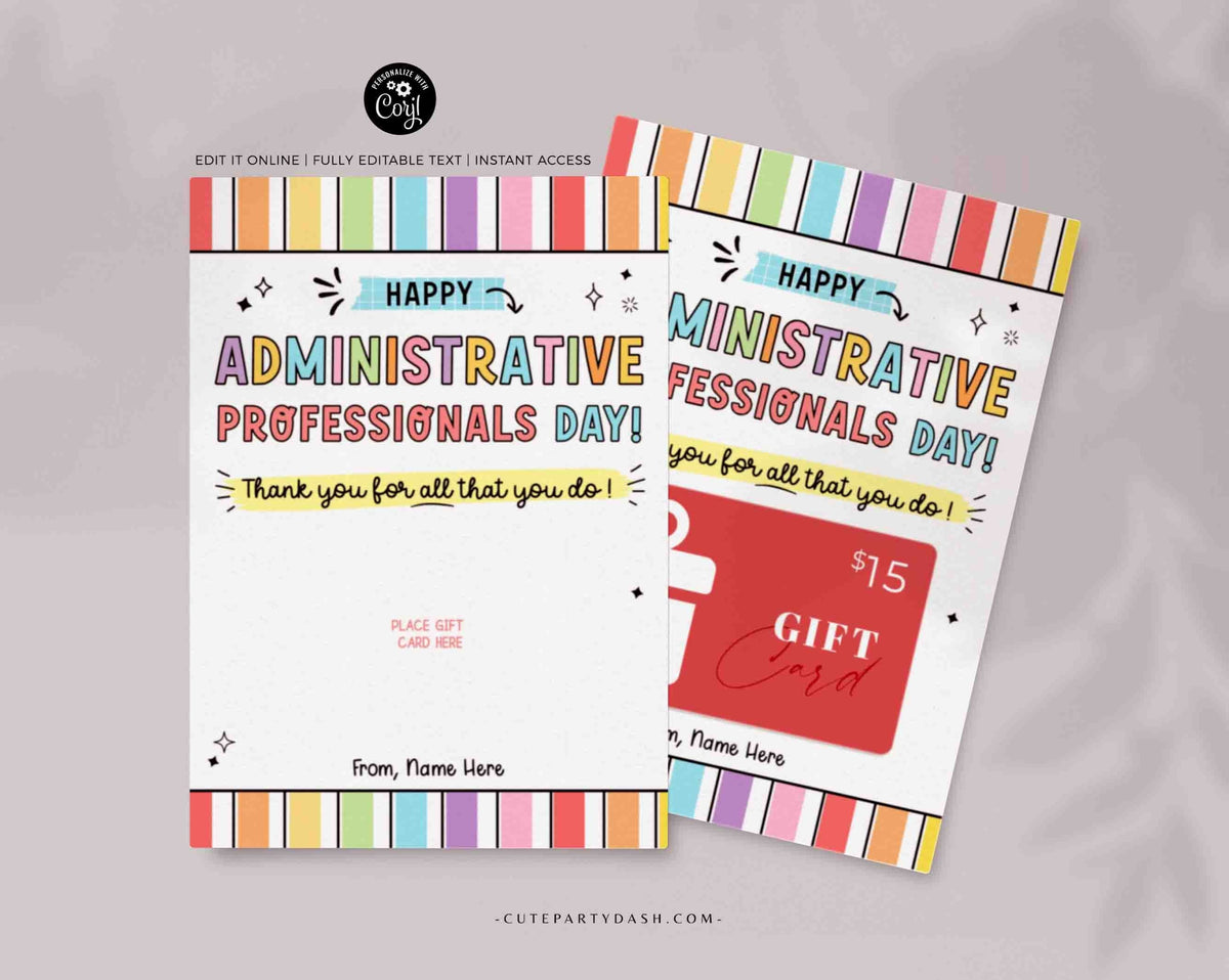 Administrative Professionals Day Gift Card Holder INSTANT DOWNLOAD ...
