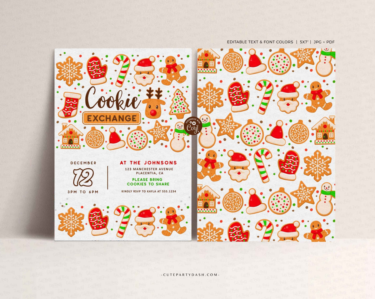 Cookie Exchange Invitations Pdf Printable Holiday Cookie Exchange