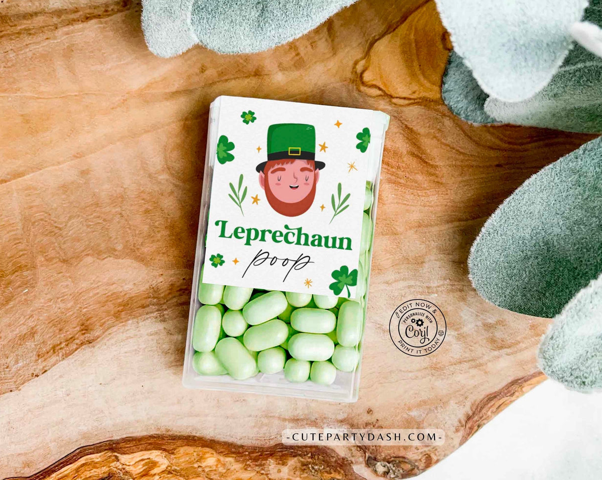 Editable Leprechaun Poop Mint Treat labels, St. Patrick's day gift Tic ...
