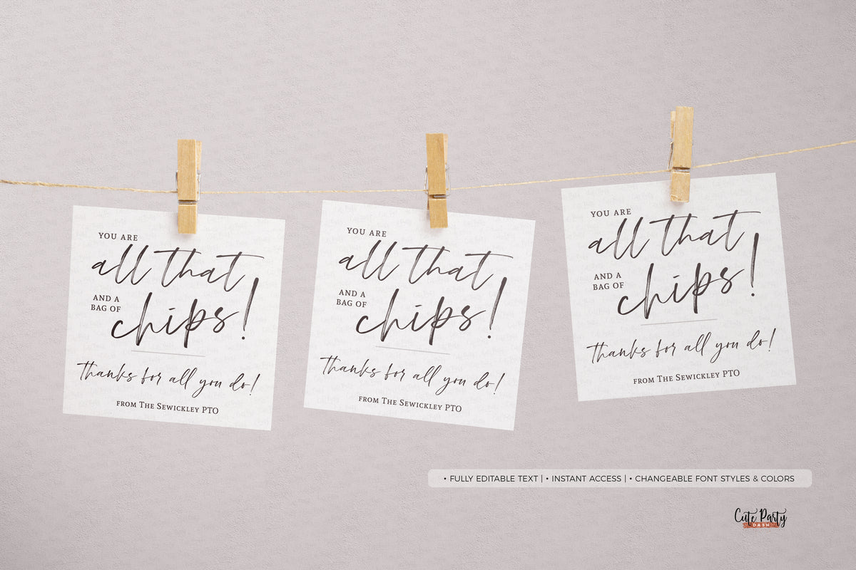 You Are All That and a Bag of Chips Gift Tag - Digital Download – Cute ...