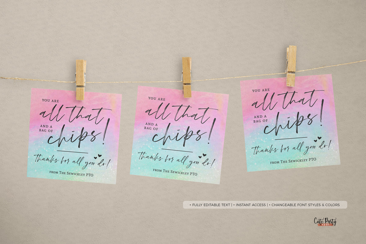 You Are All That and a Bag of Chips Gift Tag - Digital Download – Cute ...