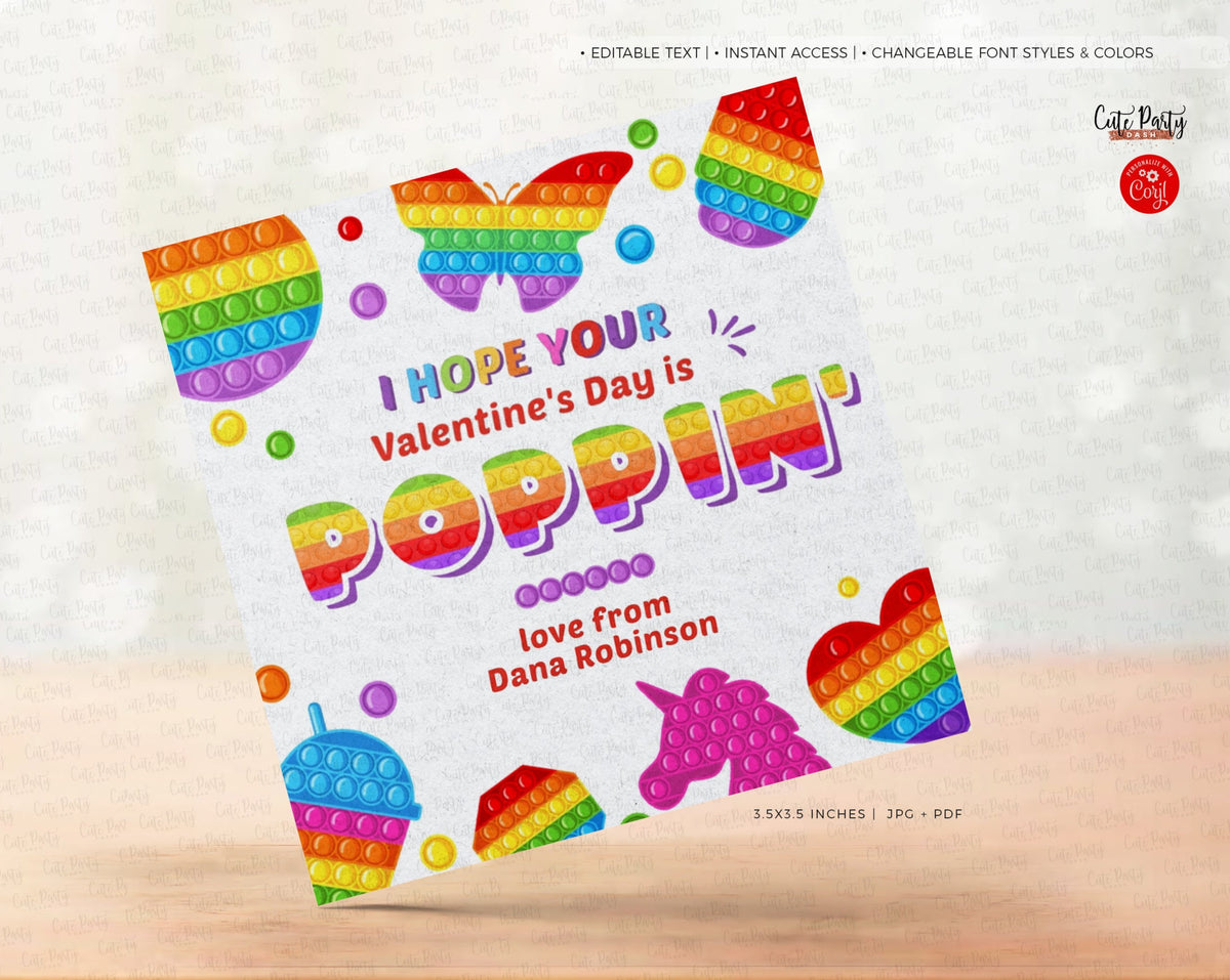 Pop It Fidget Toy Valentine's Day Gift Tag – Cute Party Dash