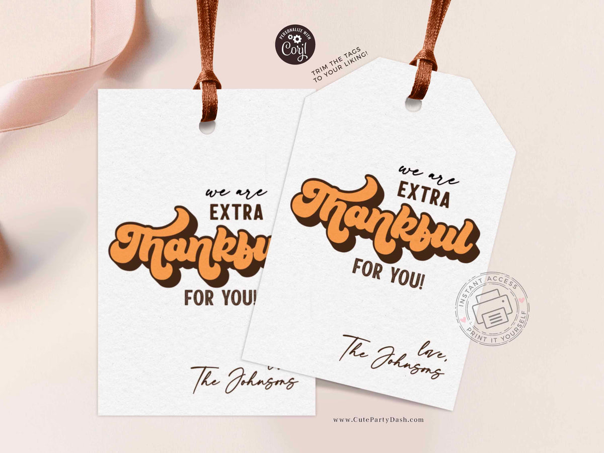Extra Thankful for you Gift Tag, Fall Favor Tags, Fall Appreciation Fa ...