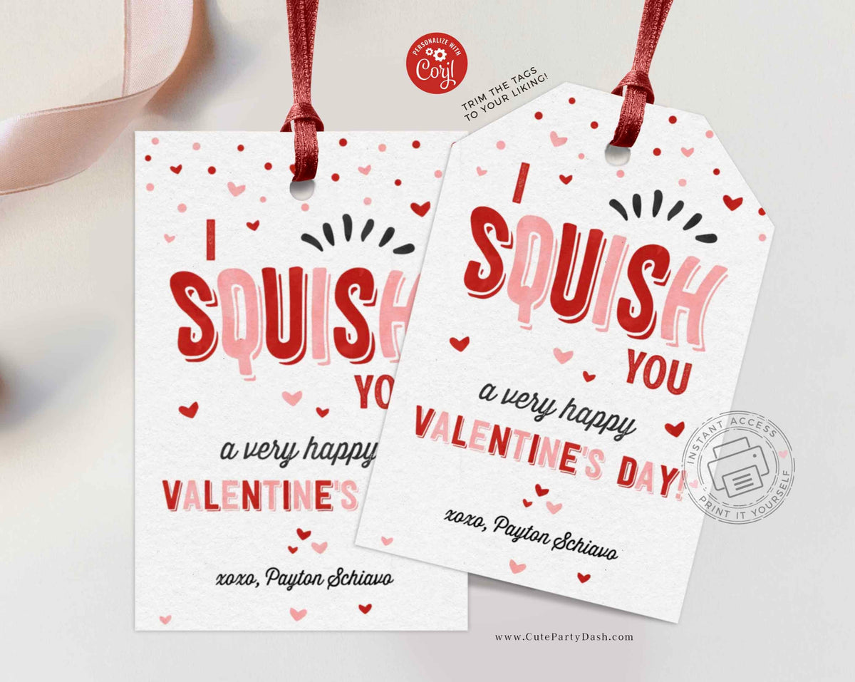 I Squish You a Happy Valentine's Day Treat Tag, Non-Candy Squishy Toy ...