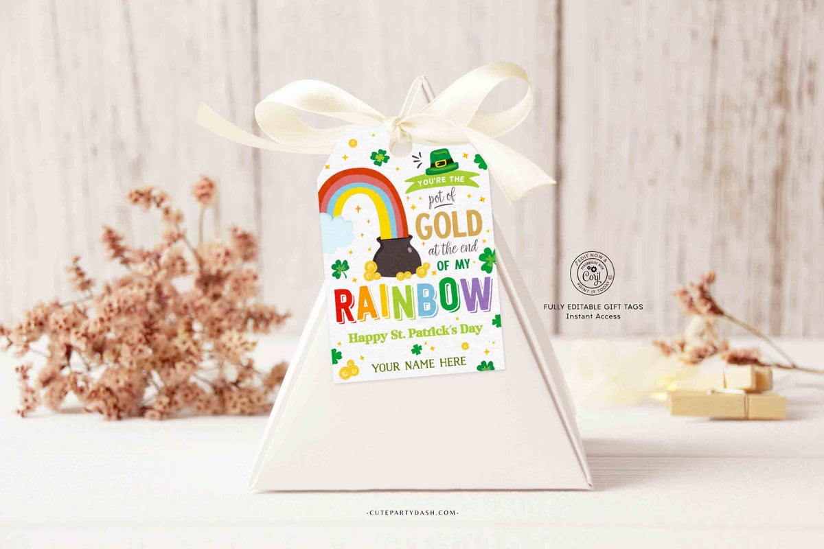 Pot of Gold Rainbow St. Patrick’s Day Gift Tag, Friend Happy St. Patri ...
