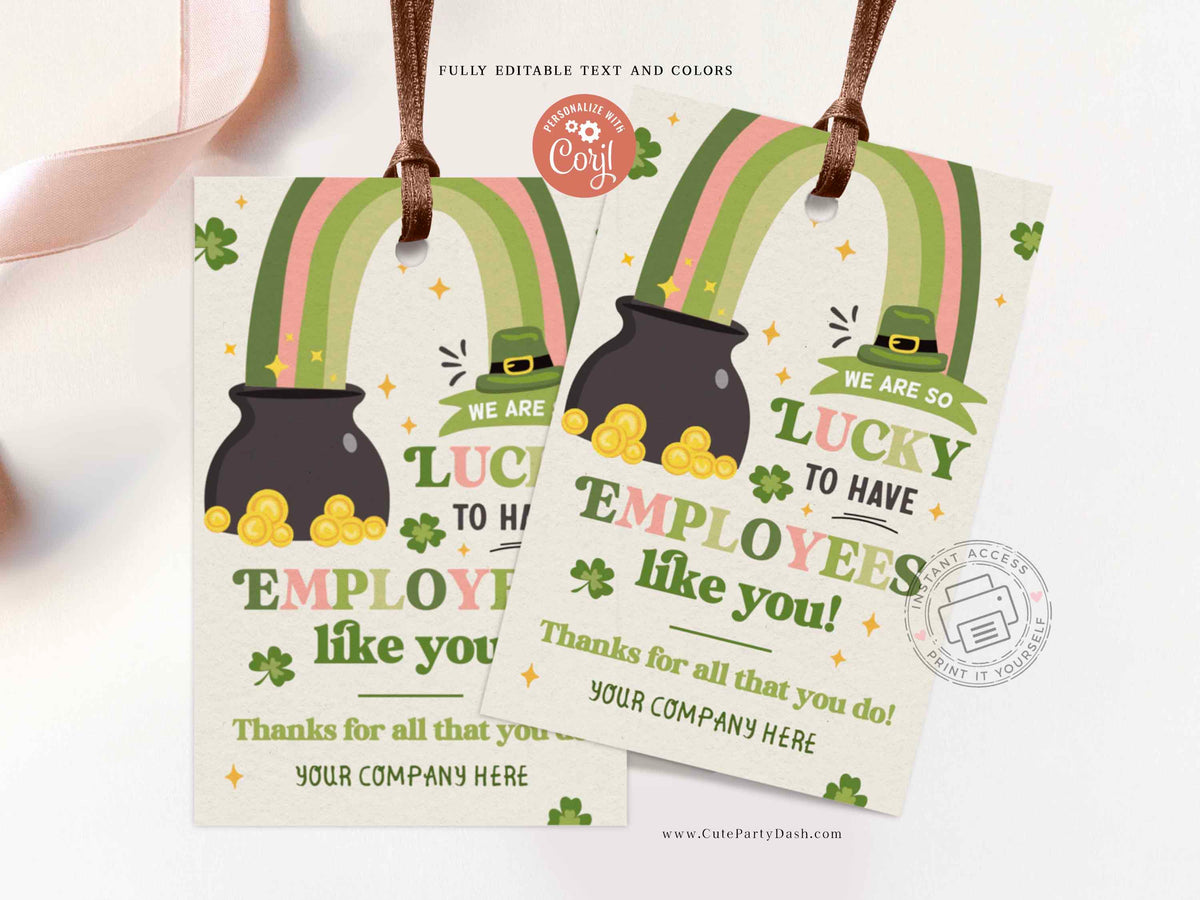 Staff Employee Appreciation St. Patrick's Day Gift Tag INSTANT DOWNLOAD ...