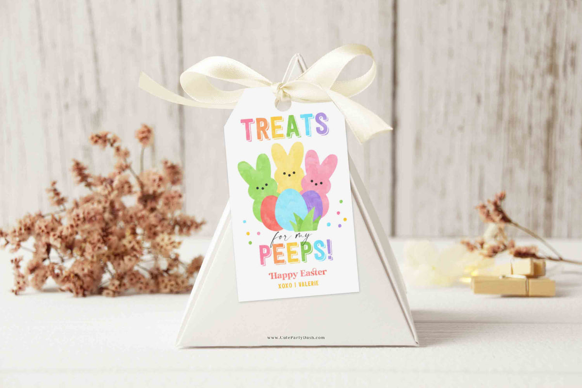 Treats For My Peeps Gift Tag, Editable Candy Peeps Printable Tags, Kid ...