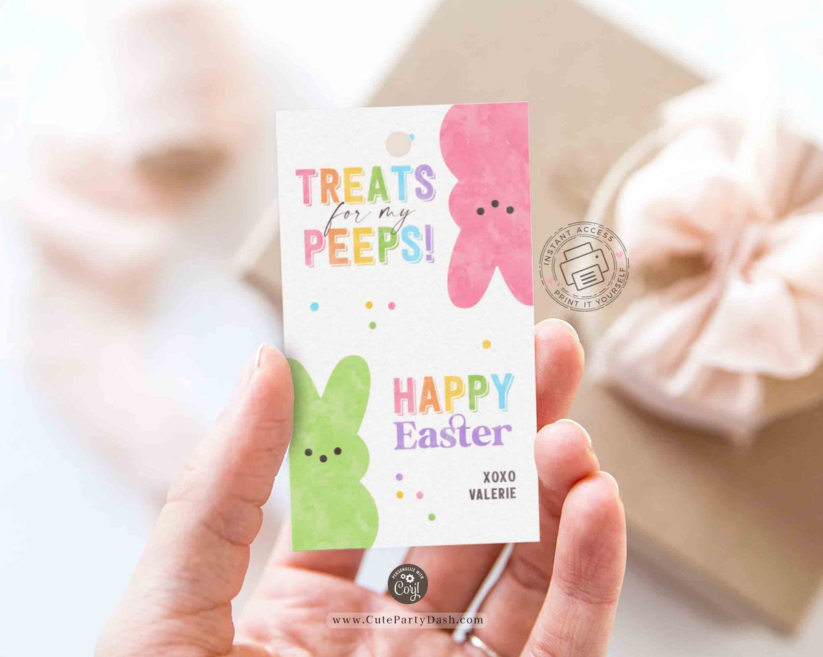 Treats For My Peeps Gift Tag, Editable Candy Peeps Printable Tags, Kid ...