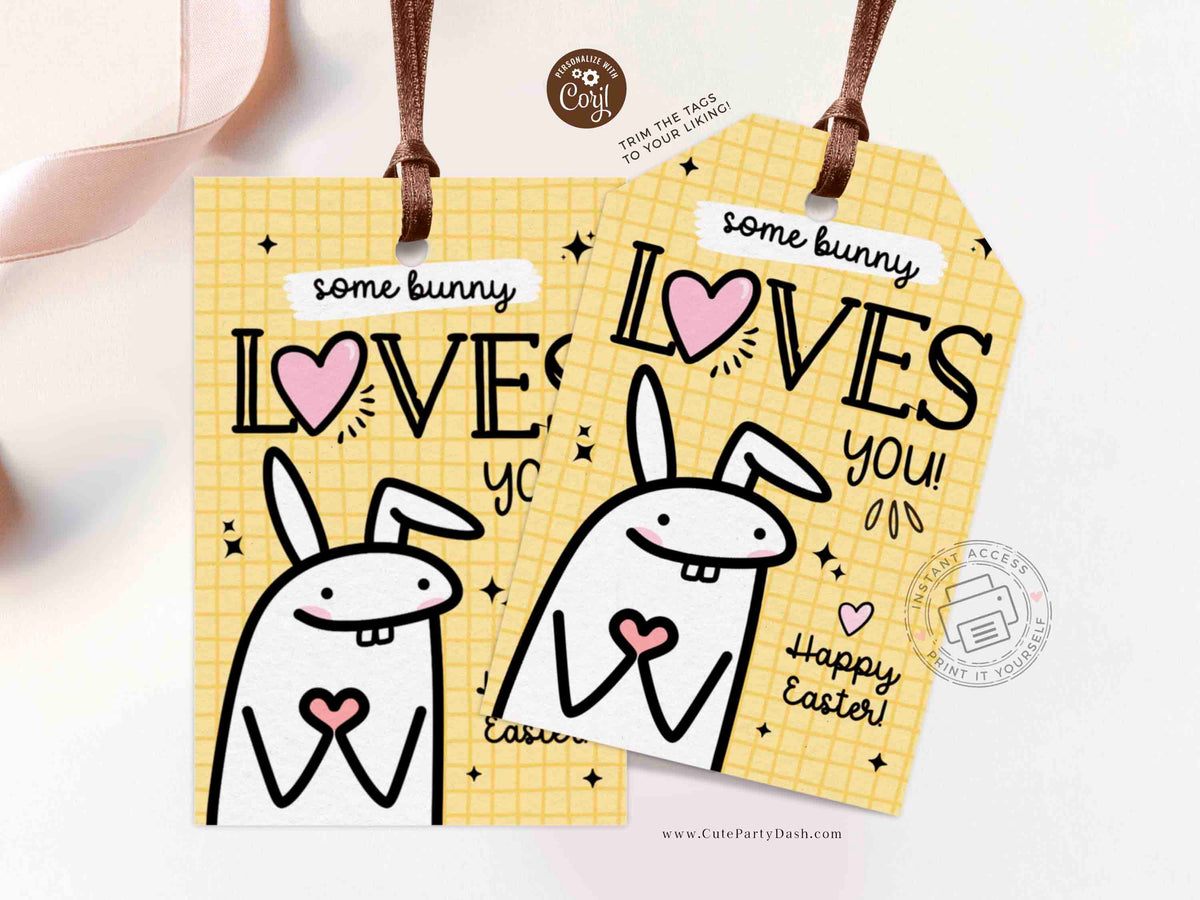 Some Bunny Loves You Gift Tag, Editable Happy Easter Tag, Easter Treat ...