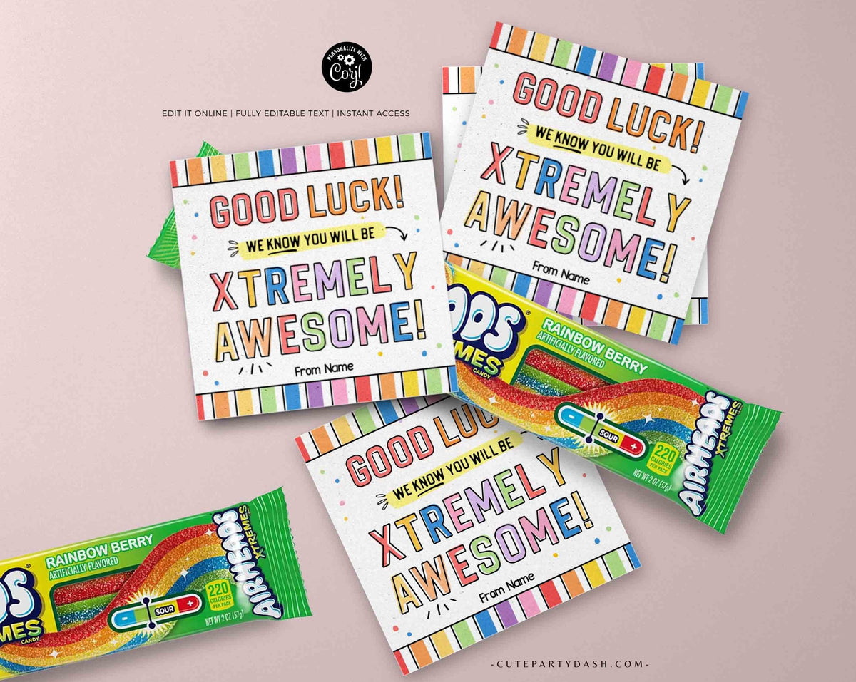 Editable Airheads Candy Good Luck Tag Printable Template – Cute Party Dash