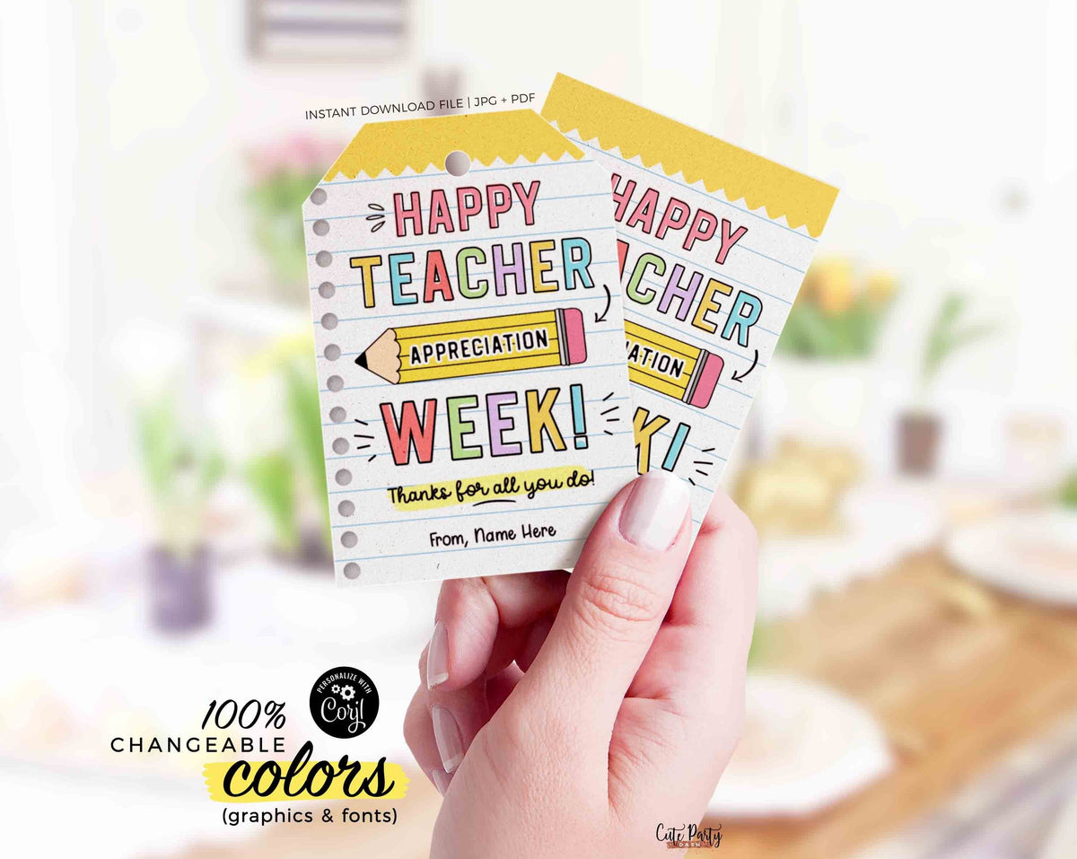 Happy Teacher Appreciation Week Thanks for all you do Tags – Cute Party ...
