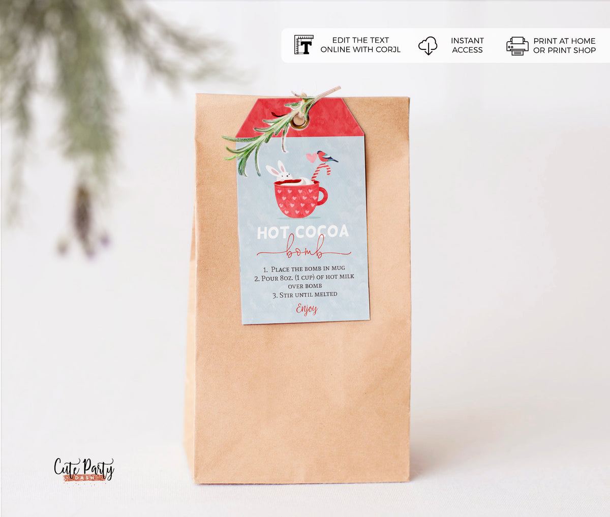 Valentine Hot Cocoa Bomb Gift Tag - Digital Download – Cute Party Dash