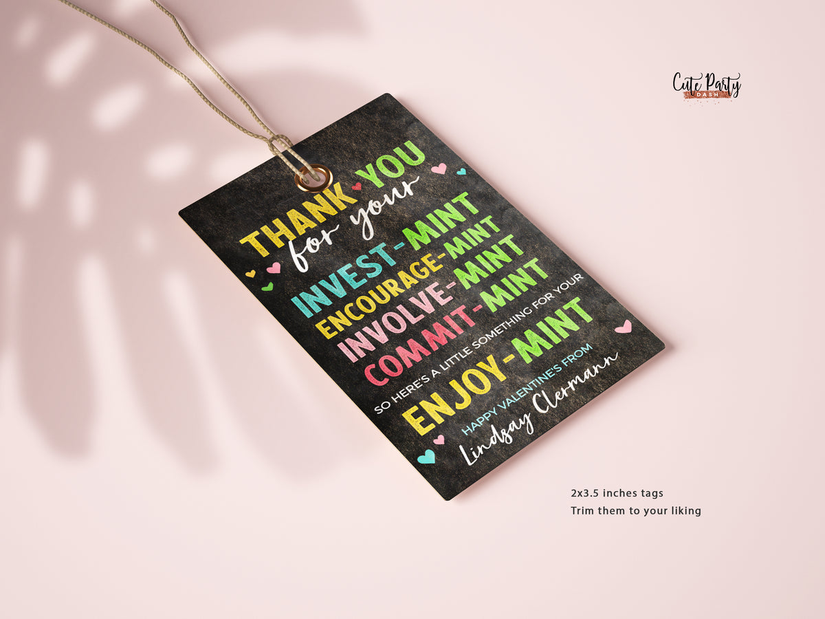 Valentine's Day Mint Favor Tags - Digital Download – Cute Party Dash